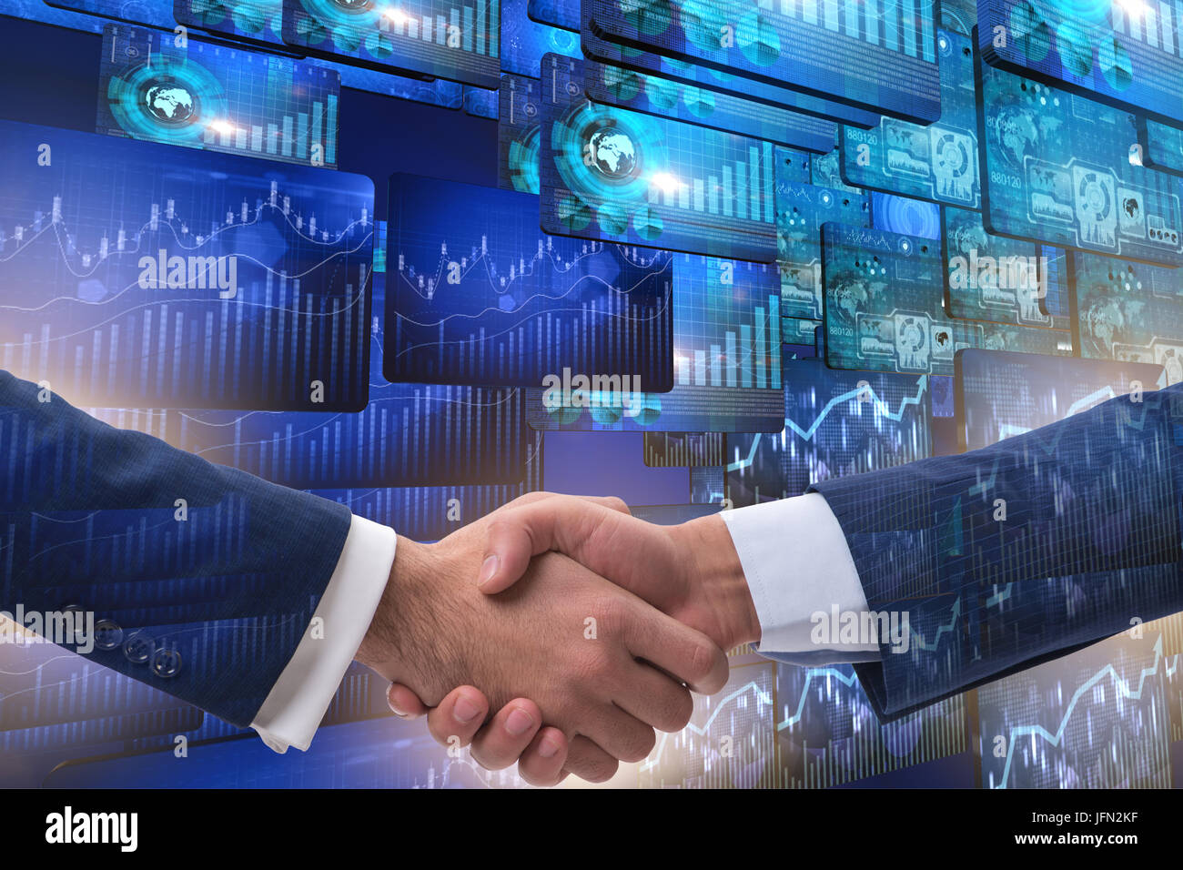 The handshake concept - business metaphor illustration Stock Photo - Alamy