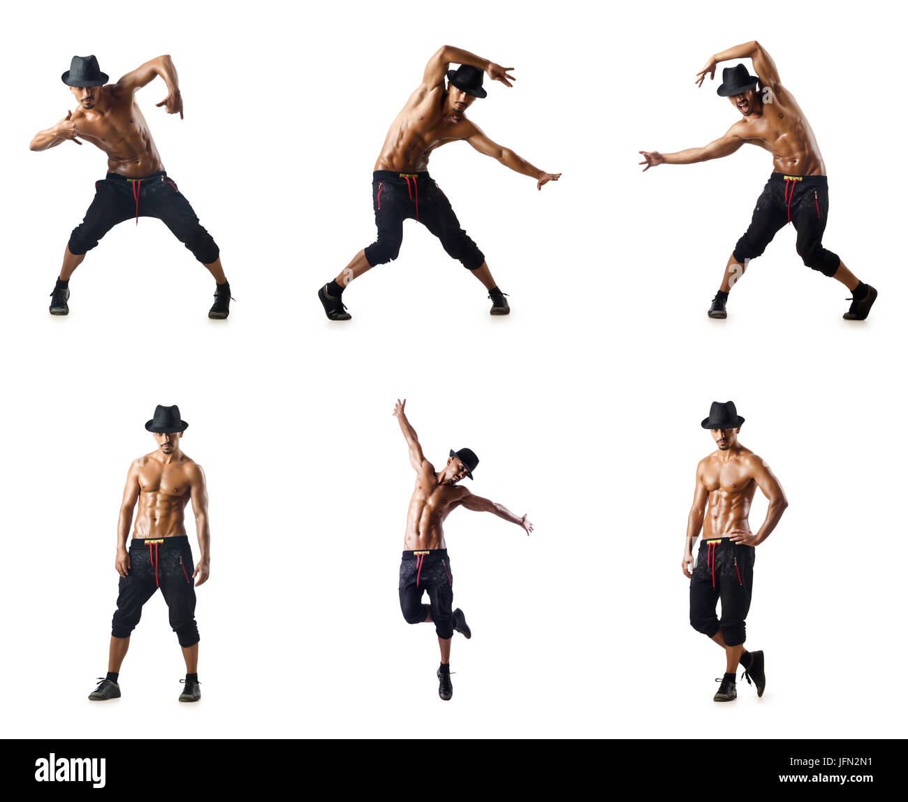 The collage of dancers isolated on white background Stock Photo - Alamy