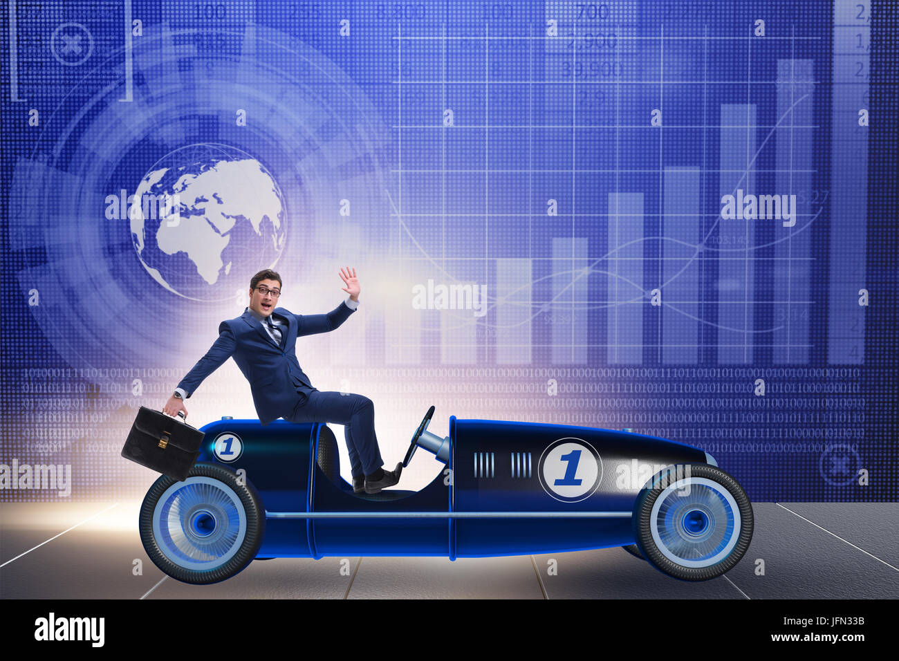 The businessman driving car in financial concept Stock Photo - Alamy