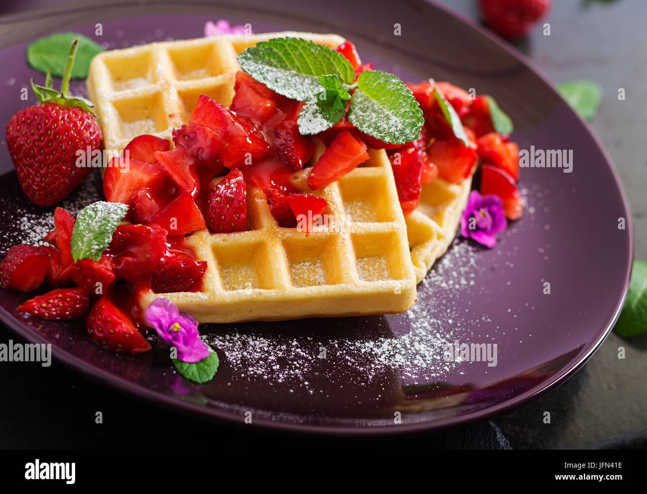 Fresh wafers sweet strawberries hi-res stock photography and images - Alamy