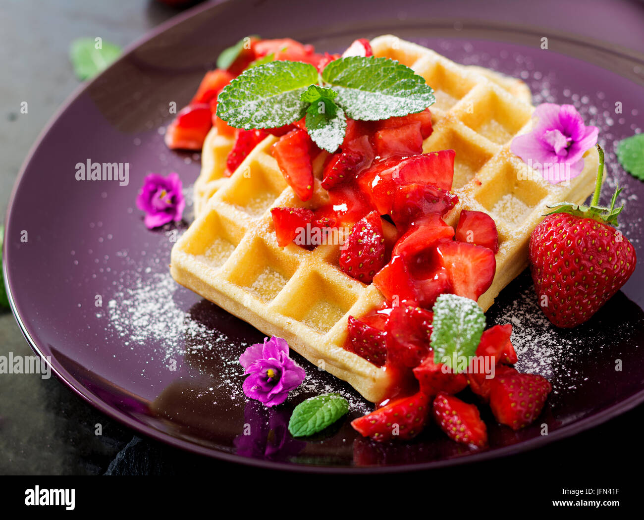 Fresh wafers sweet strawberries hi-res stock photography and images - Alamy