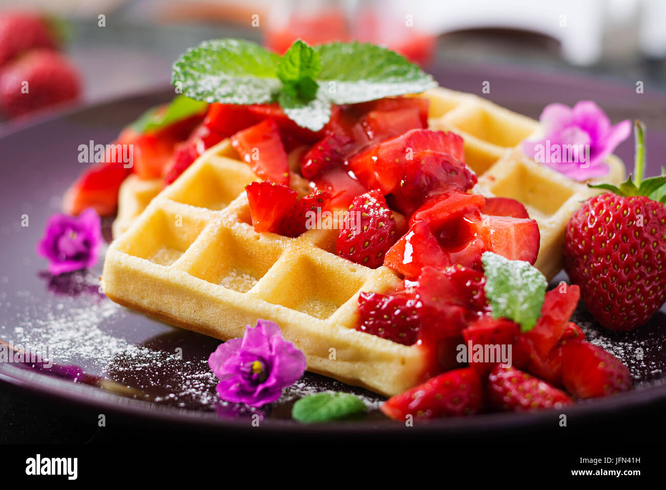 Fresh wafers sweet strawberries hi-res stock photography and images - Alamy