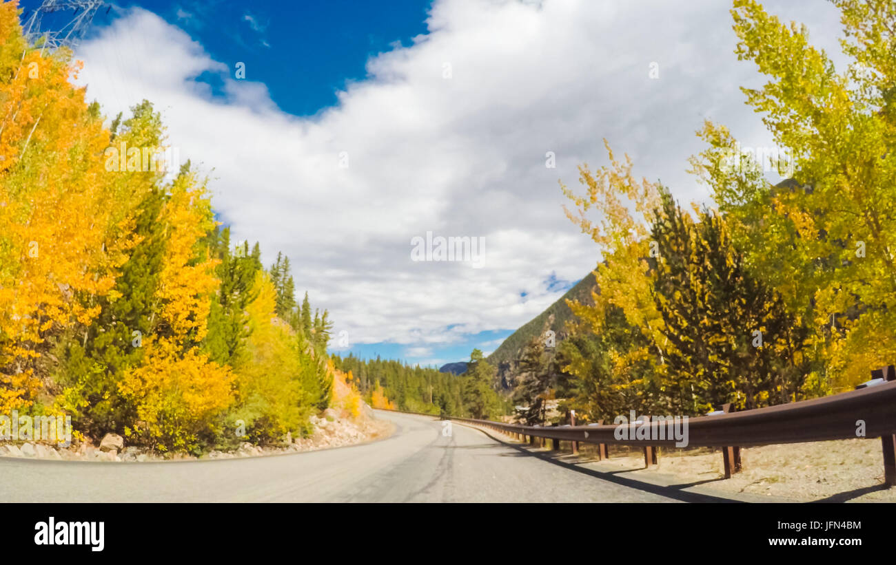 POV point of view - Driving through alpine forest of Guanella Pass in ...