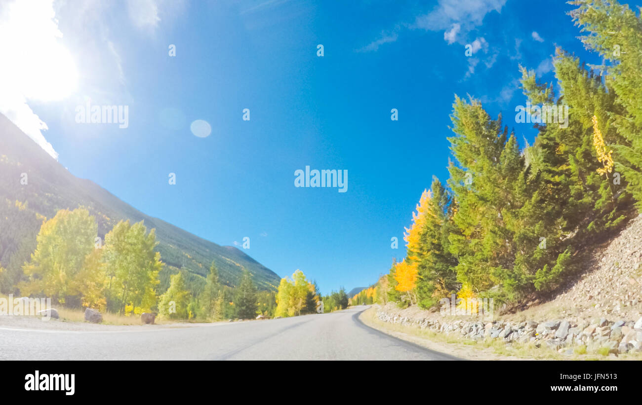 POV point of view - Driving through alpine forest of Guanella Pass in ...