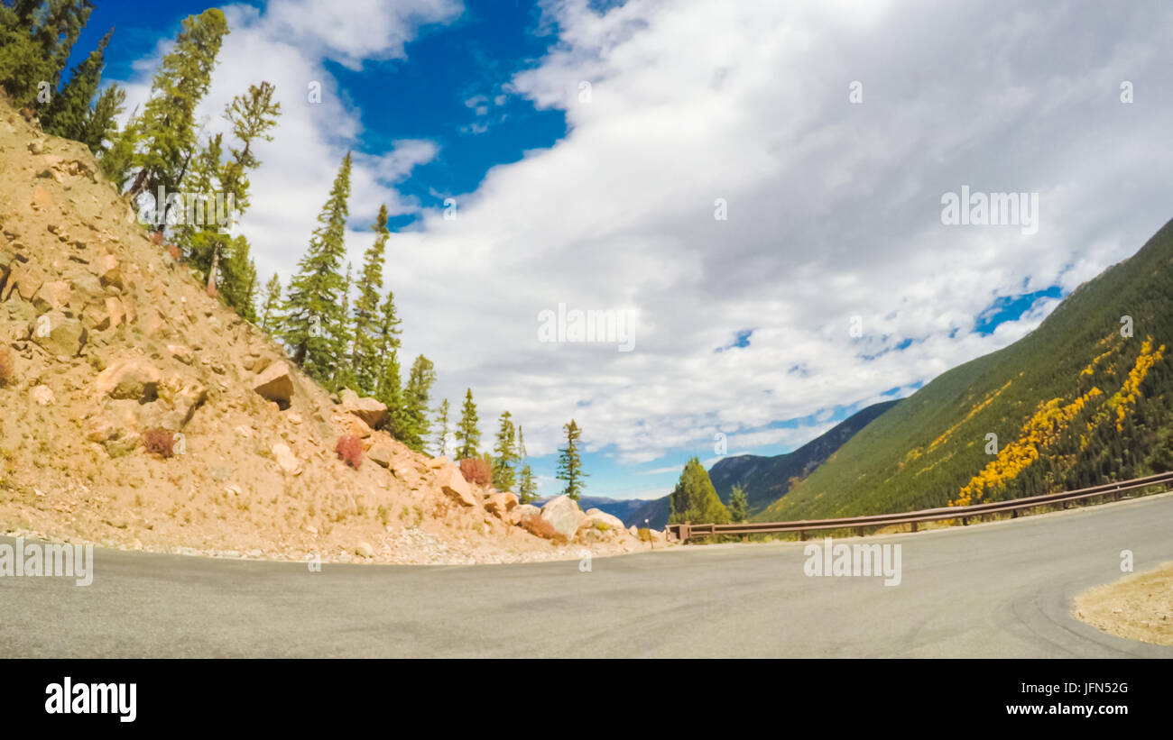 POV point of view - Driving through alpine forest of Guanella Pass in ...
