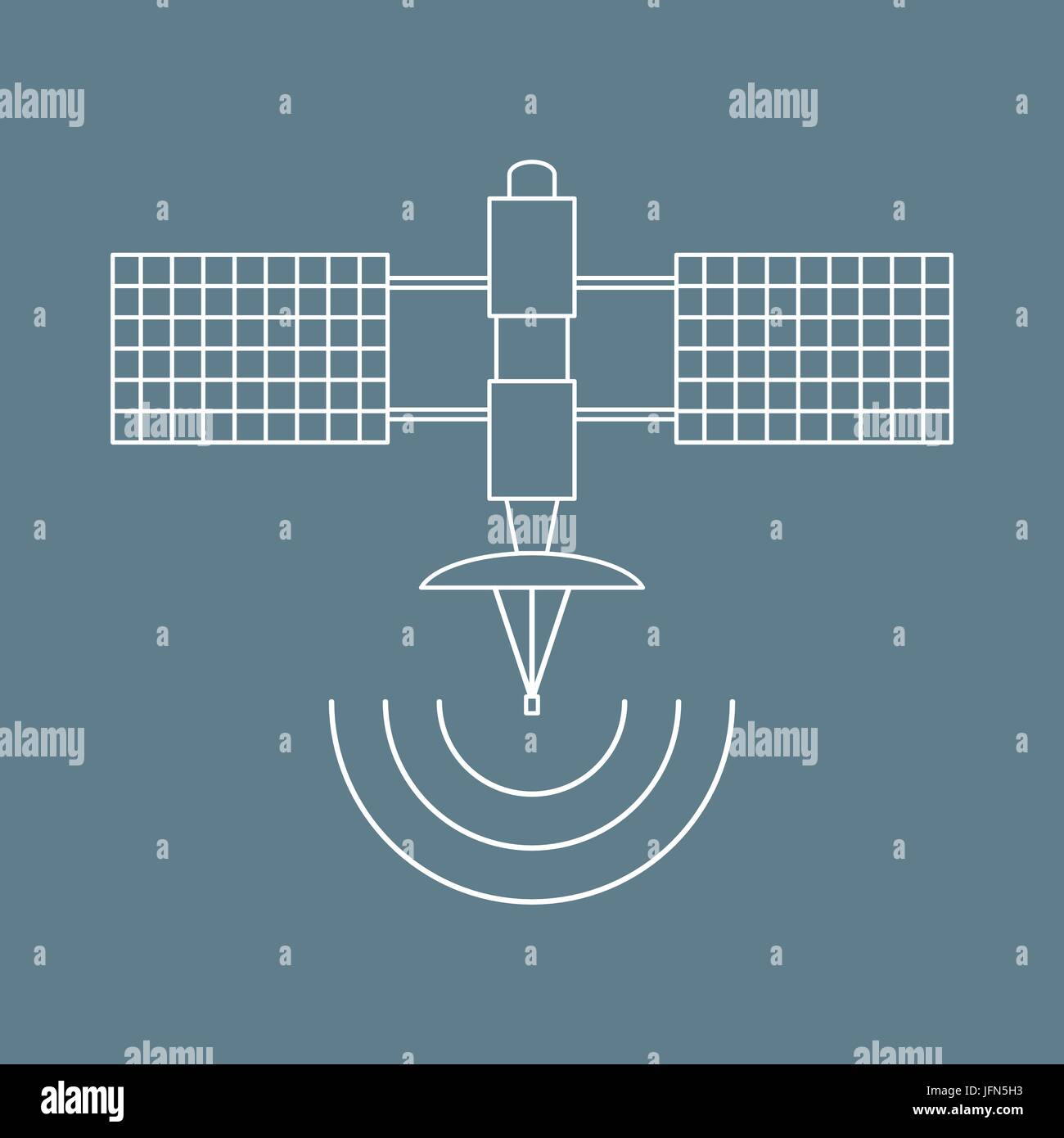 Stylized vector icon of space satellite. Design for banner, poster or ...