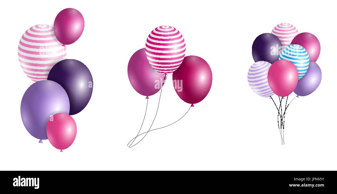 Group Of Colour Glossy Helium Balloons Isolated On Transperent