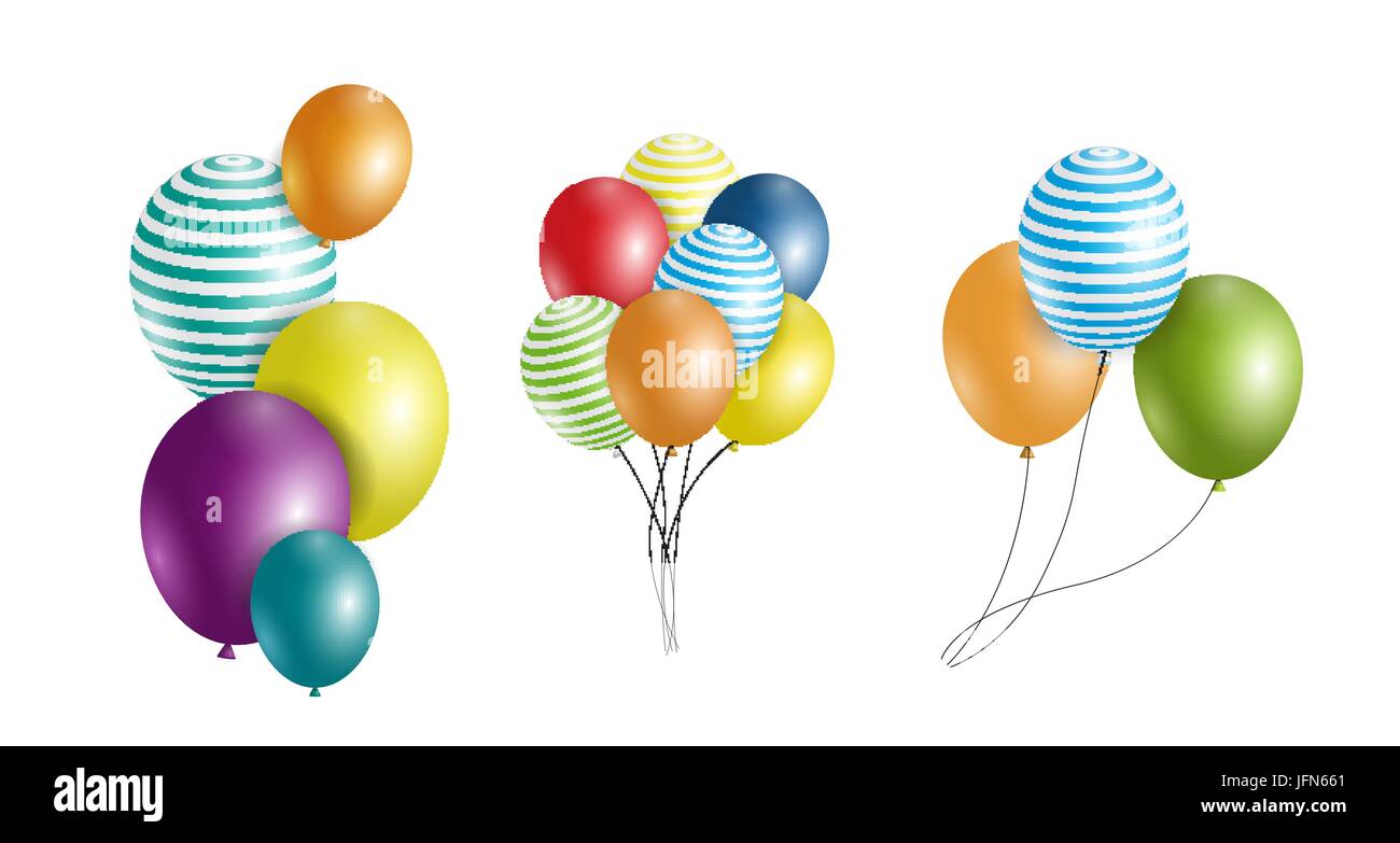 Group Of Colour Glossy Helium Balloons Isolated On Transperent
