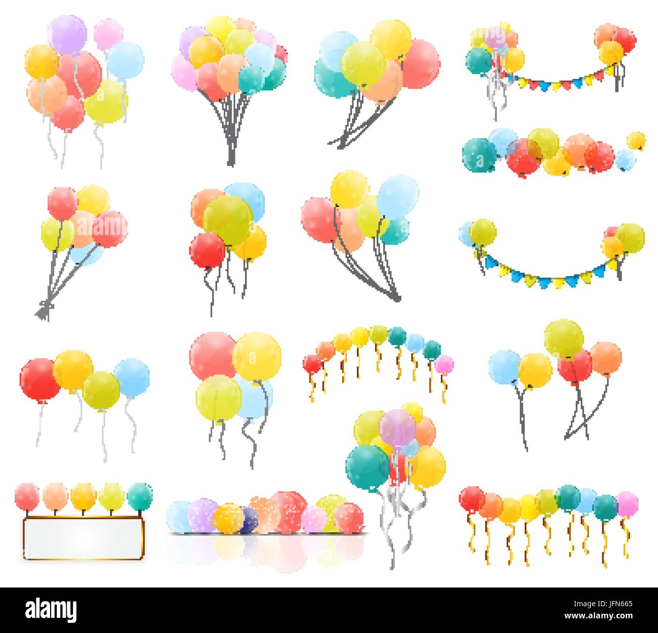 Group Of Colour Glossy Helium Balloons Isolated On Transperent
