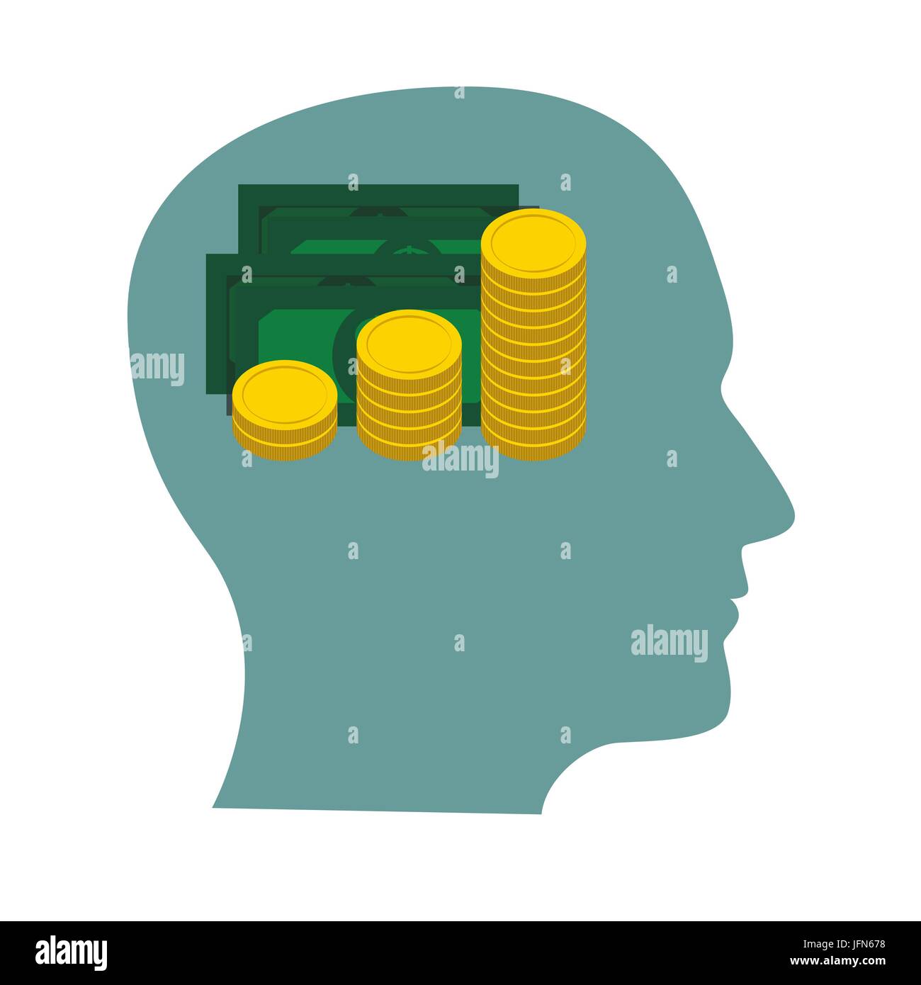 Money in Head Flat Business Concept Vector Illustration Stock Vector ...