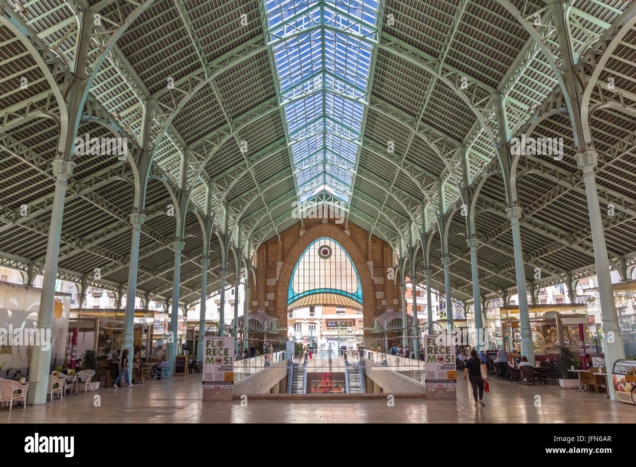 Steel contruction of the Mercado Colon market hall in Valencia, Spain ...