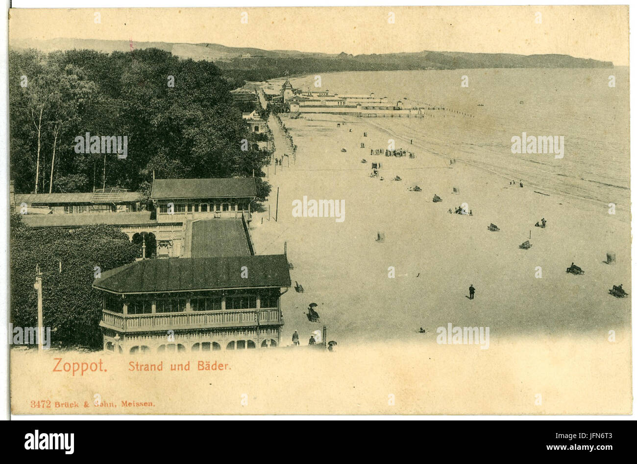 03472-Zoppot-1903-Strand und Bäder-Brück & Sohn Kunstverlag Stock Photo ...
