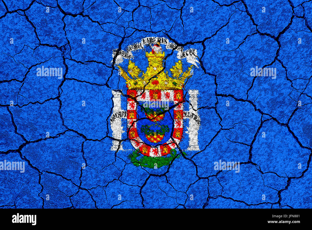 Melilla Flag on a white stone wall edited Stock Photo - Alamy