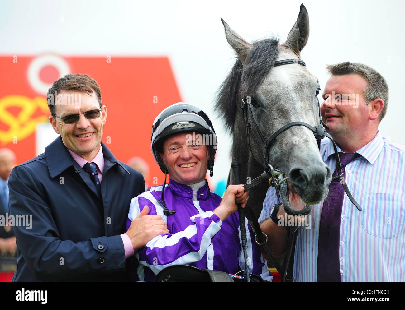 Jockey Seamie Heffernan and trainer Aidan O'Brien celebrate with Capri ...