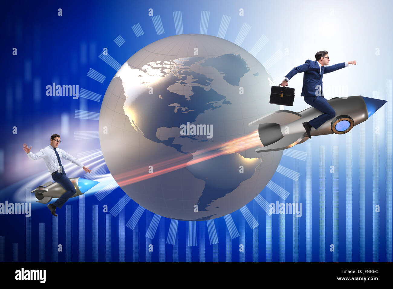 Global competition concept with chasing businessmen Stock Photo - Alamy