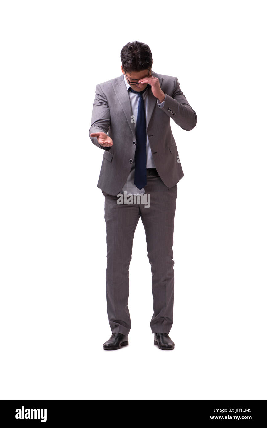 Bankrupt businessman isolated on white background Stock Photo - Alamy