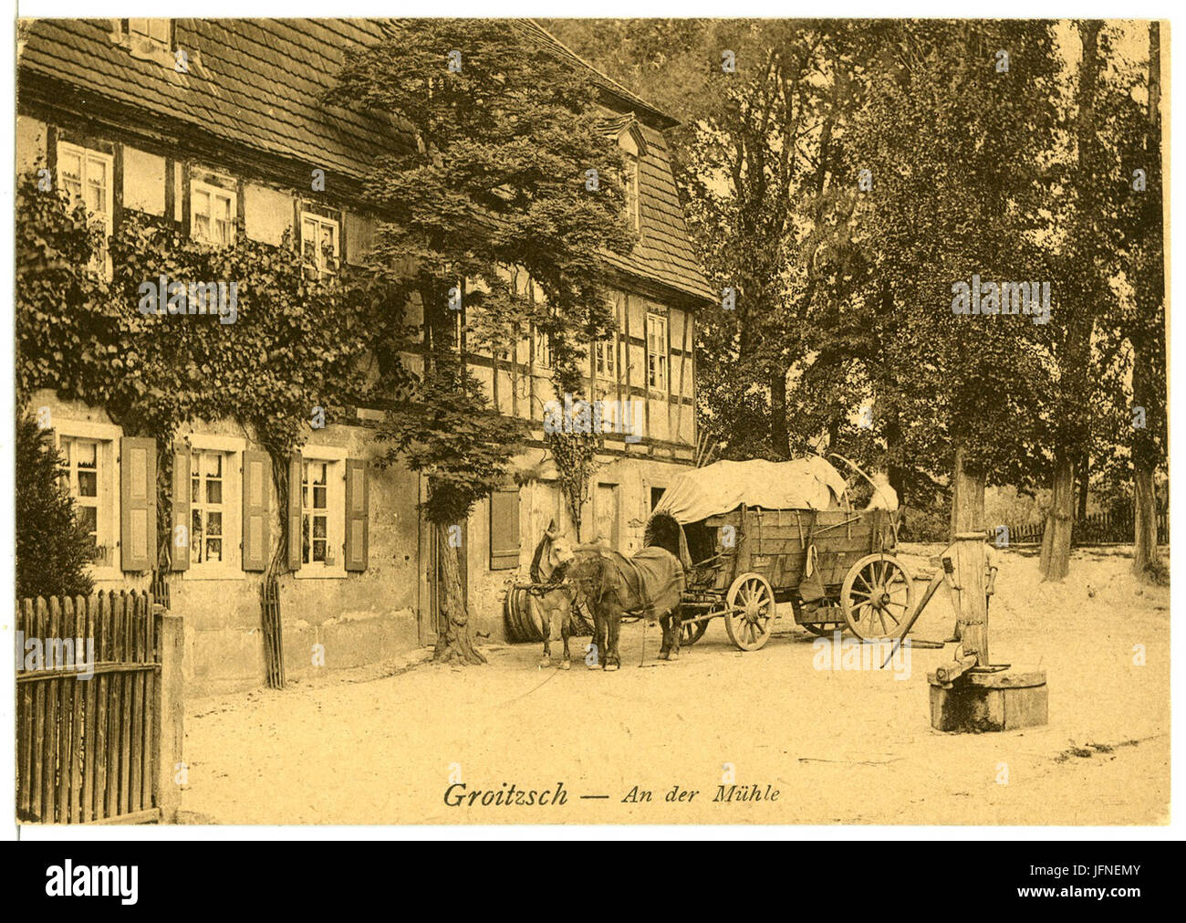 07142-Groitzsch-1906-An der Mühle - mit Pferdeplanwagen-Brück & Sohn ...
