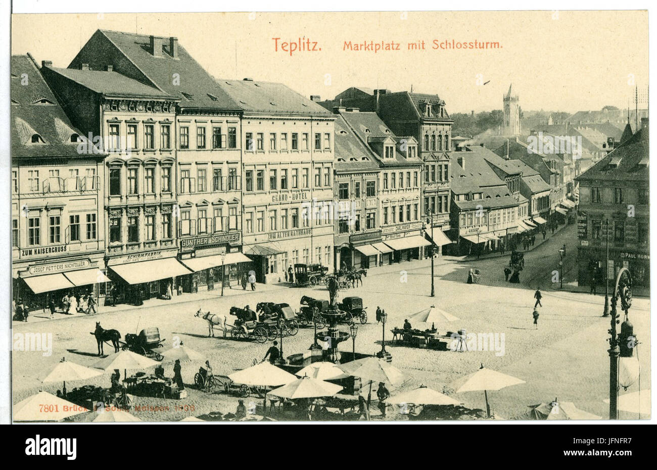 07801-Teplitz-1906-Marktplatz mit Schloßturm-Brück & Sohn Kunstverlag ...