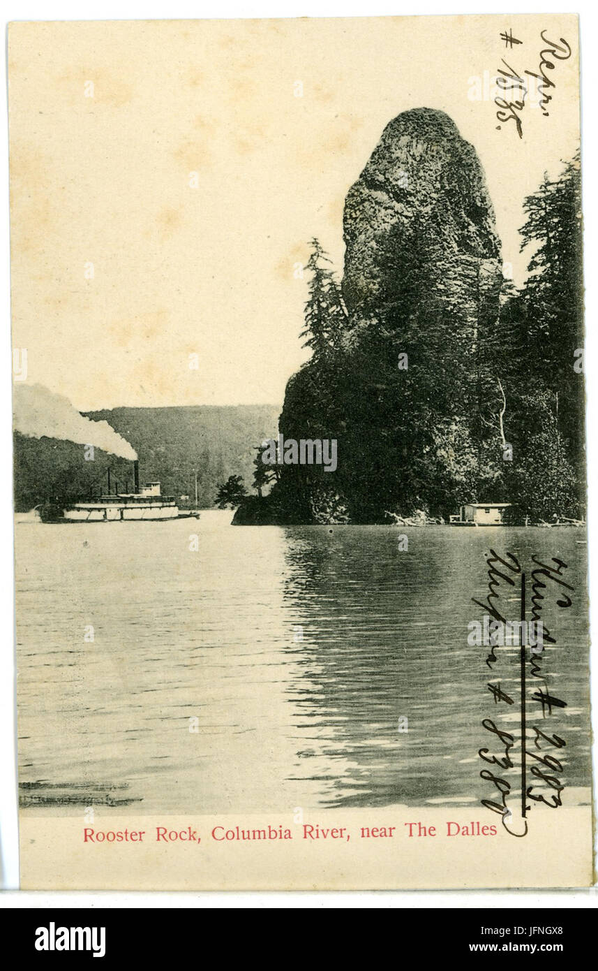 This 1906 postcard, published by Brück & Sohn, features Rooster Rock on ...