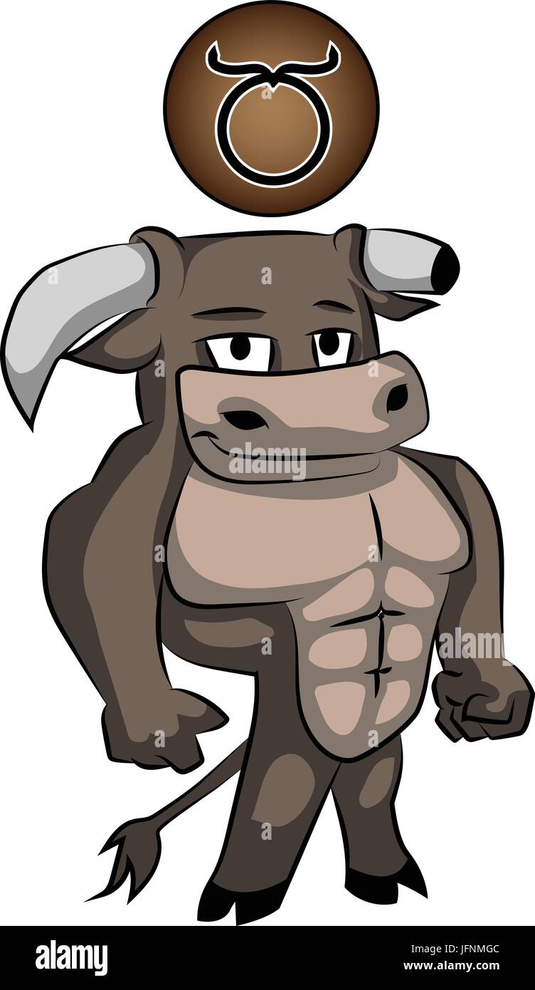 Taurus zodiac sign in cute cartoon vector Stock Vector Image & Art - Alamy