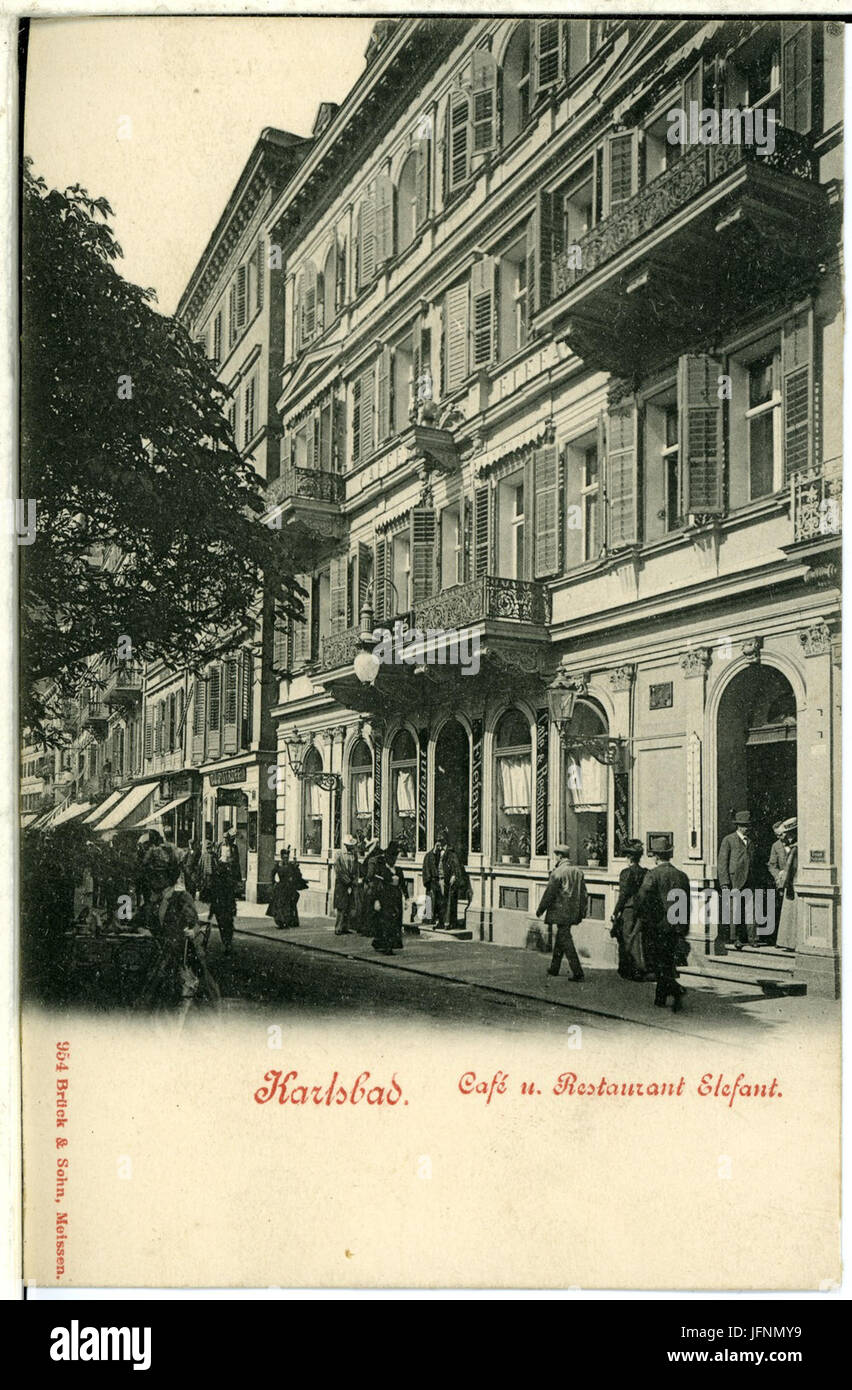 00954-Karlsbad-1899-Cafe Elefant-Brück & Sohn Kunstverlag Stock Photo ...