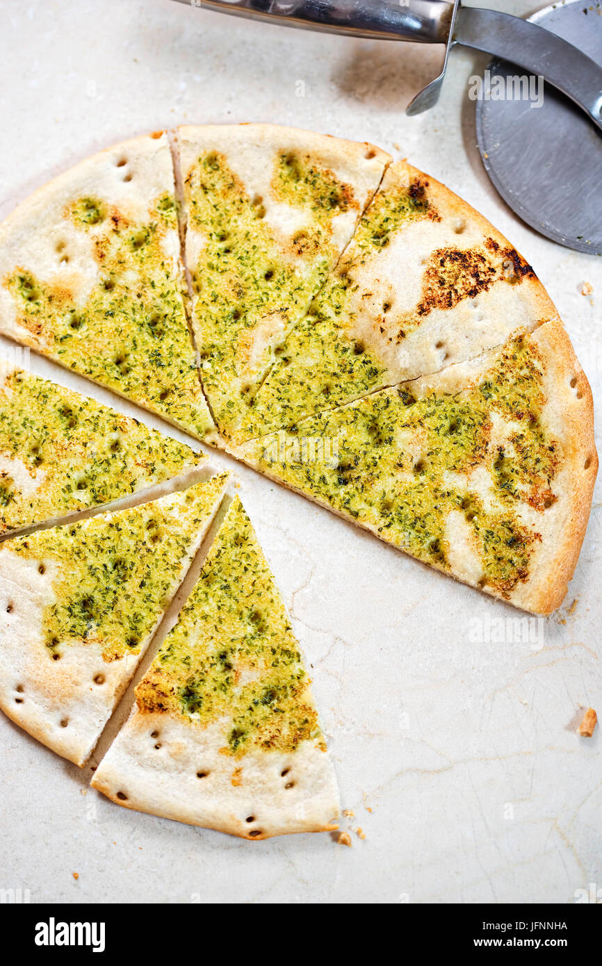 Garlic bread on white background Stock Photo - Alamy