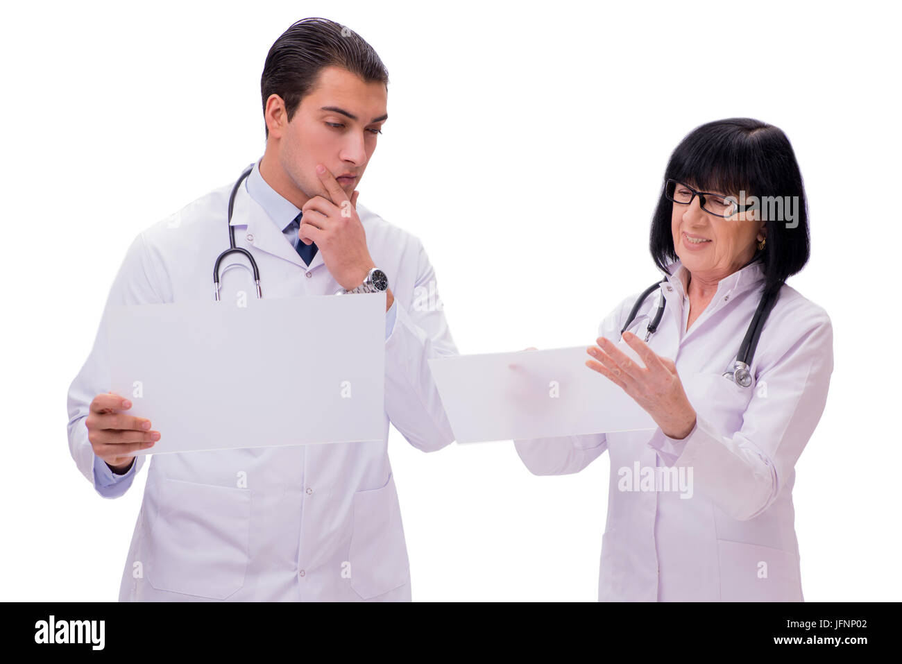 Two doctors isolated on the white background Stock Photo - Alamy