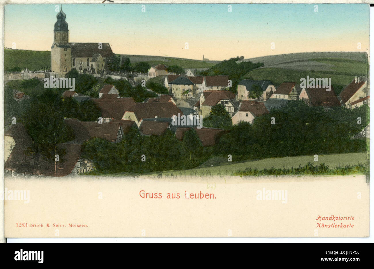 01283-Leuben-1899-Blick auf Leuben-Brück & Sohn Kunstverlag Stock Photo ...