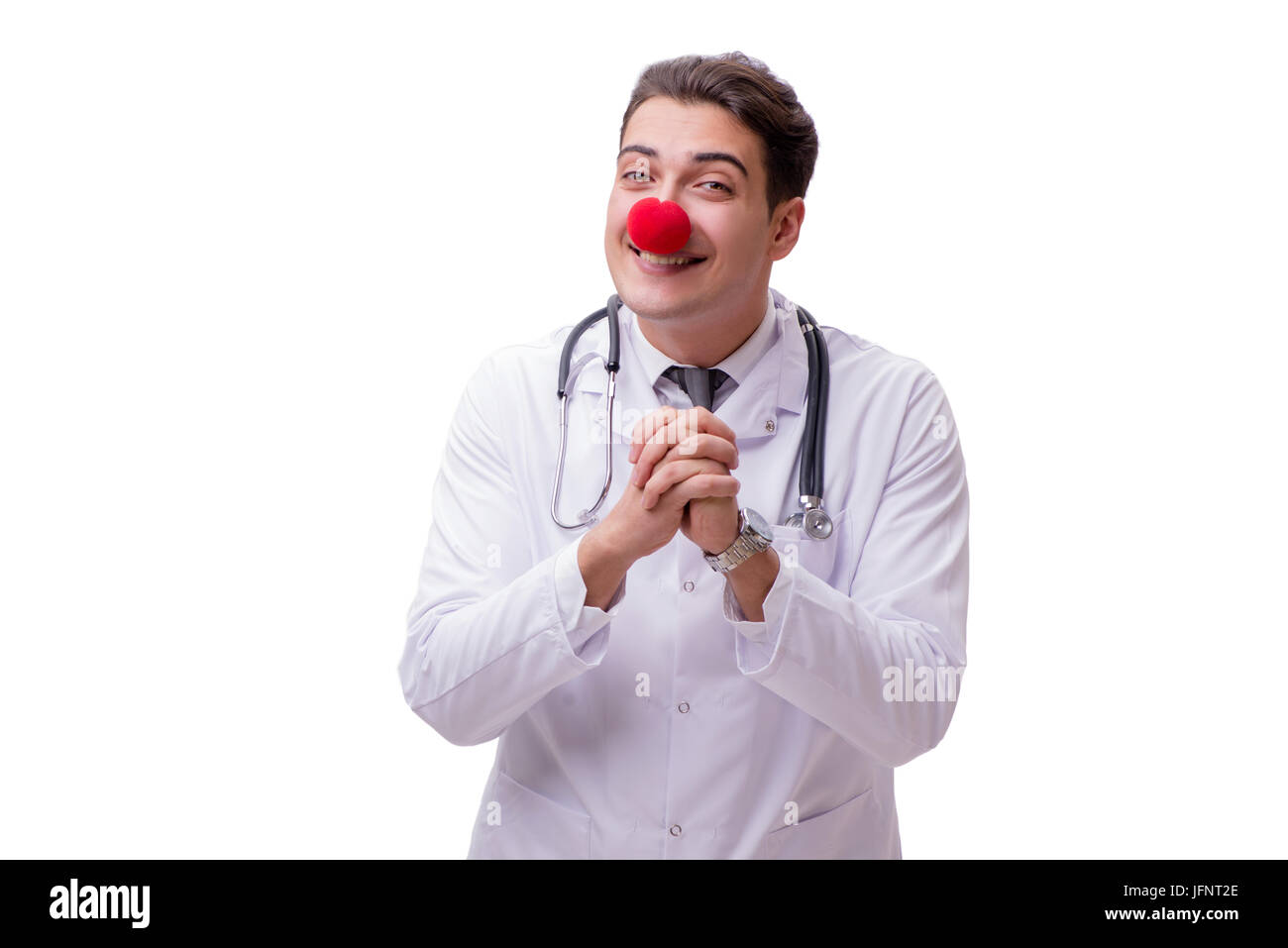 Funny clown doctor isolated on the white background Stock Photo - Alamy