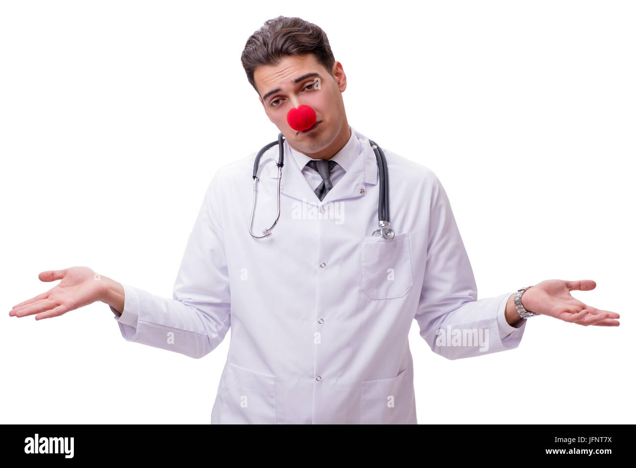 Funny clown doctor isolated on the white background Stock Photo - Alamy