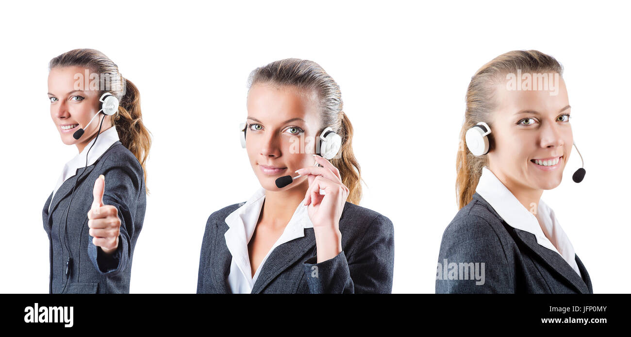 Call center assistant responding to calls Stock Photo - Alamy