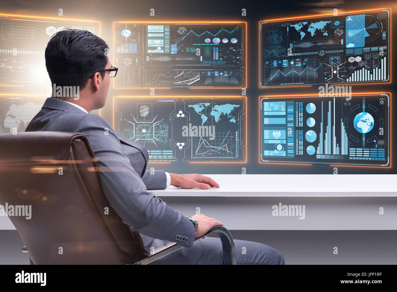 Businessman trading on world markets Stock Photo - Alamy