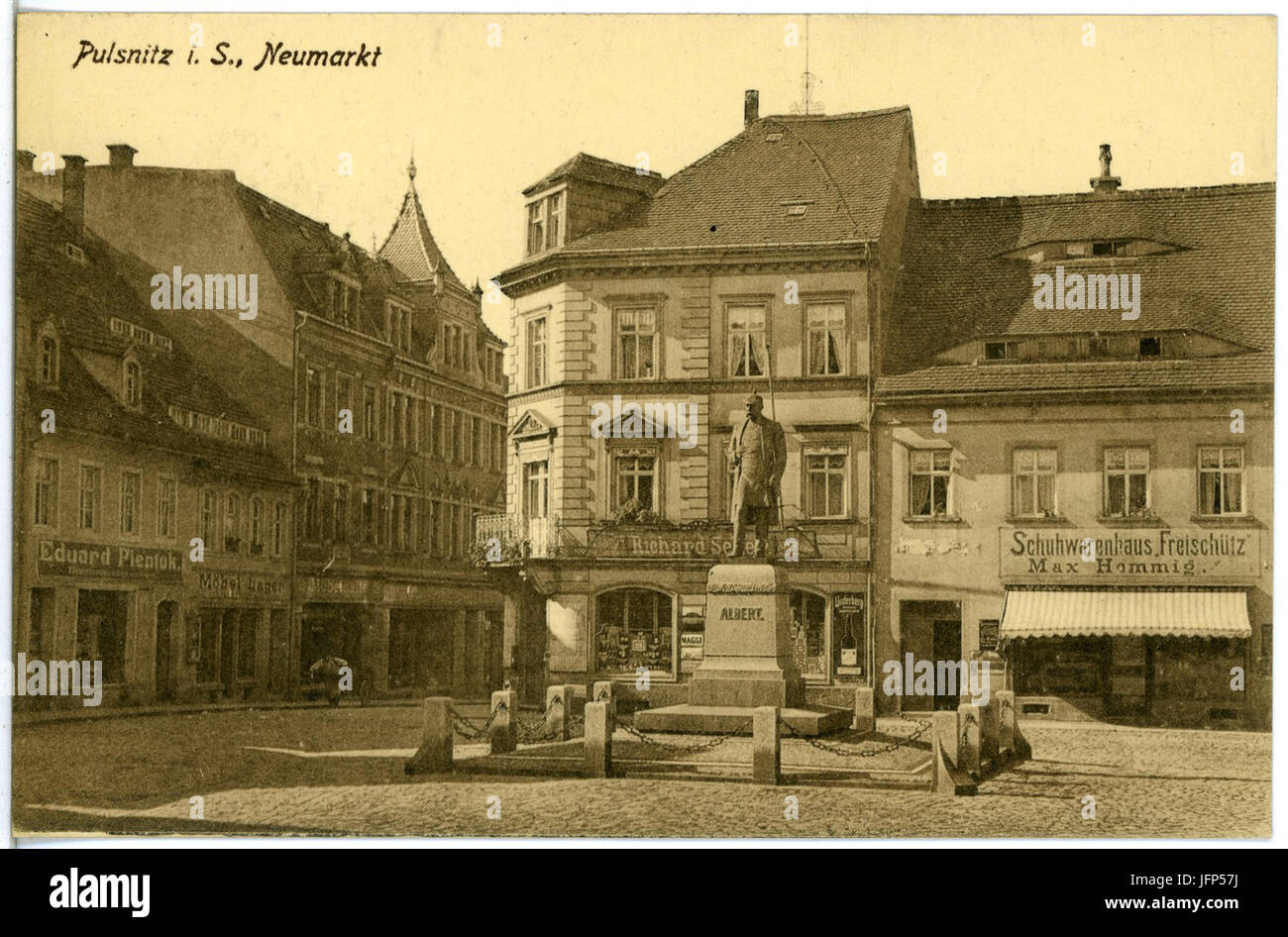 19686-Pulsnitz-1915-Neumarkt mit König-Albert-Denkmal-Brück & Sohn ...