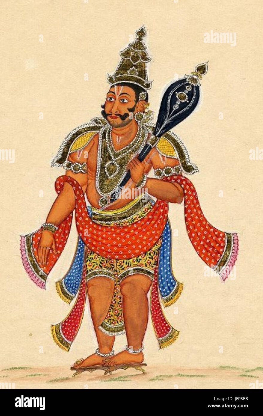 A powerfully built figure, probably Bhíma, with a bushy moustache,and ...