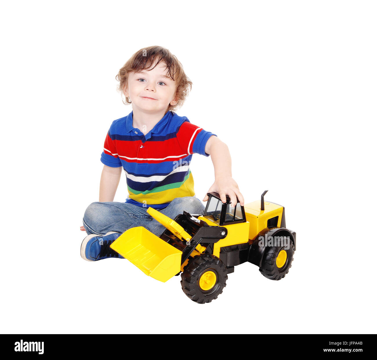 Three year old boy with his toy Stock Photo - Alamy