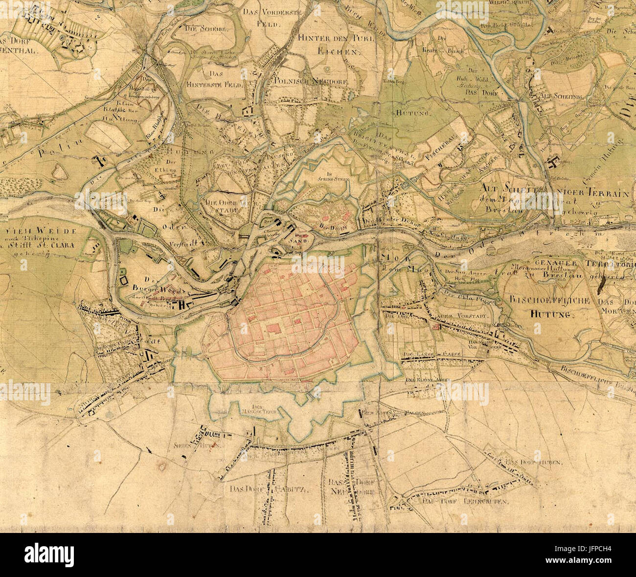 AGAD Mapa rzeki Odry z przylegającymi użytkami rolnymi oraz planem ...