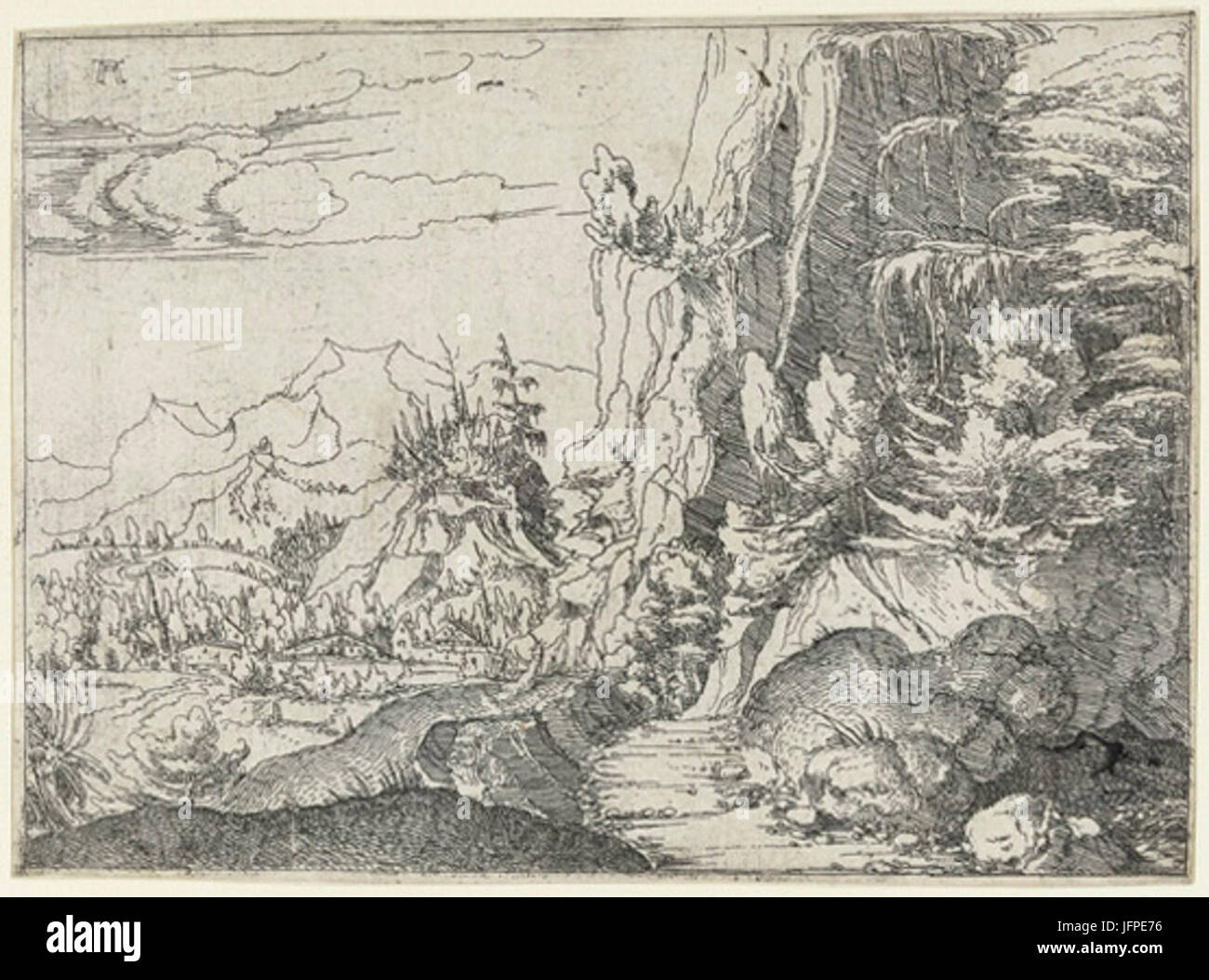 Albrecht Altdorfer landscape etching Stock Photo - Alamy