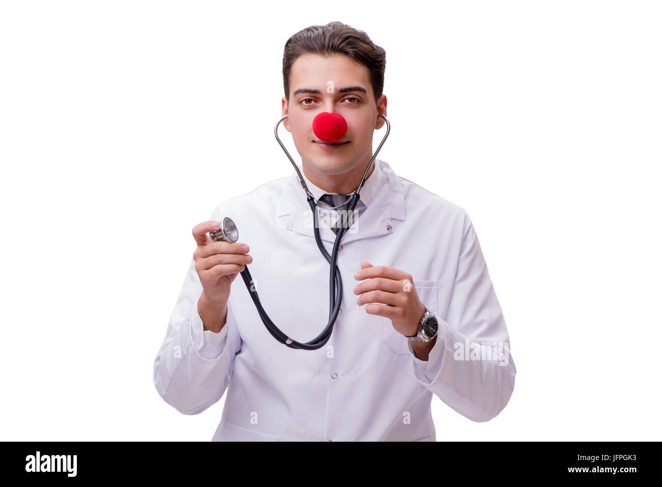 Funny clown doctor isolated on the white background Stock Photo - Alamy