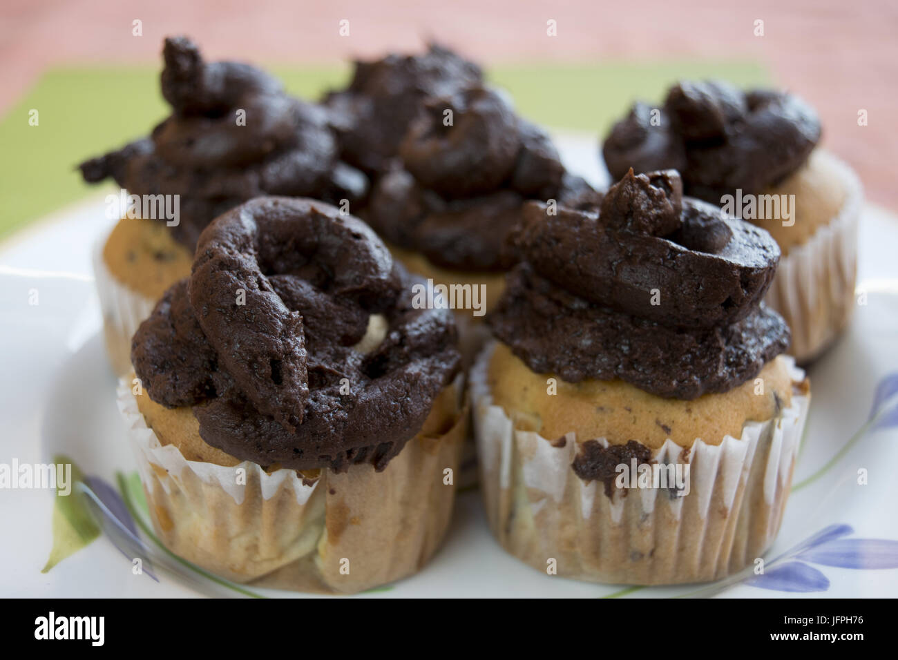 made by hand muffins with melted chocolate Stock Photo - Alamy