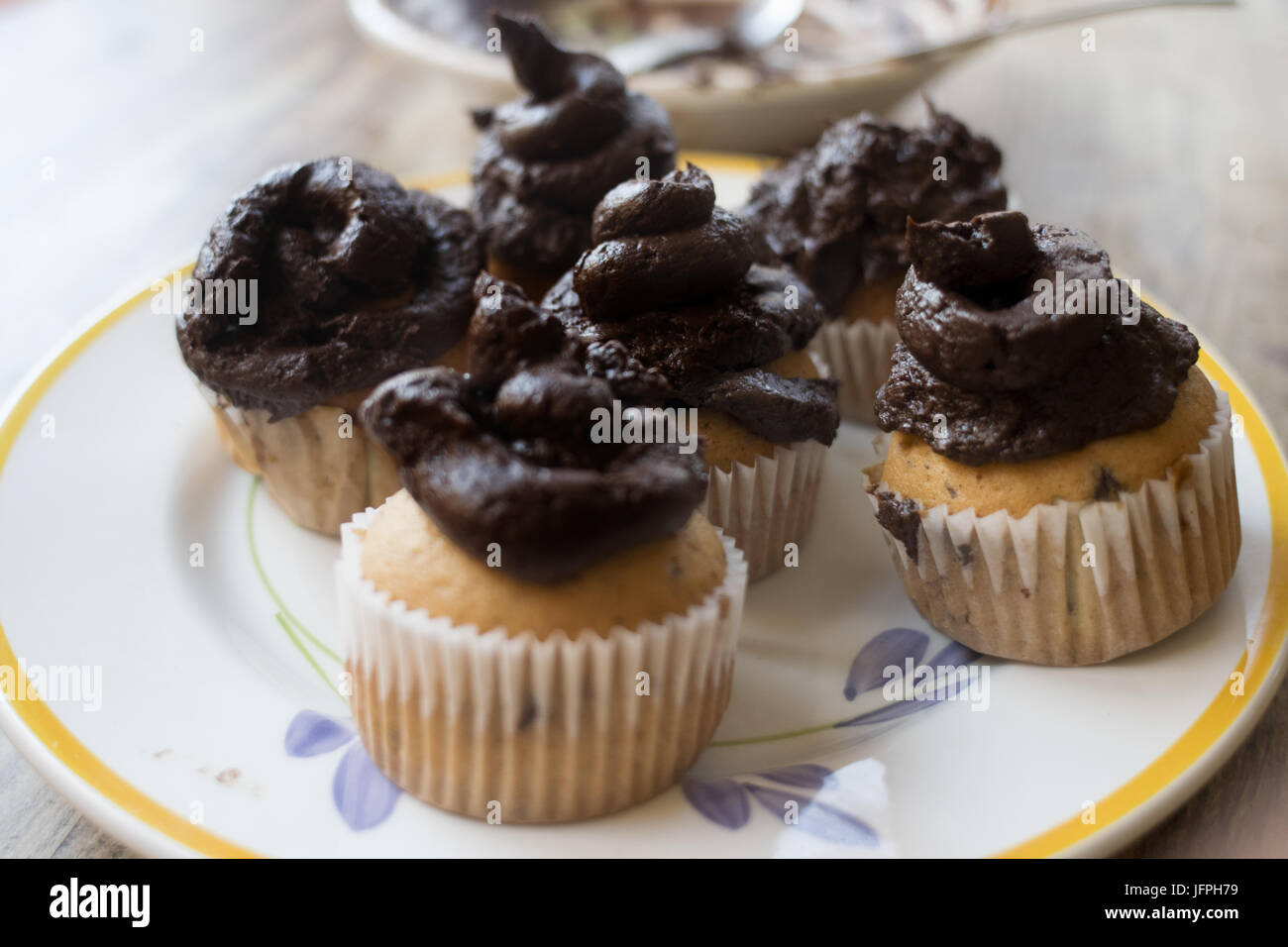 made by hand muffins with melted chocolate Stock Photo - Alamy