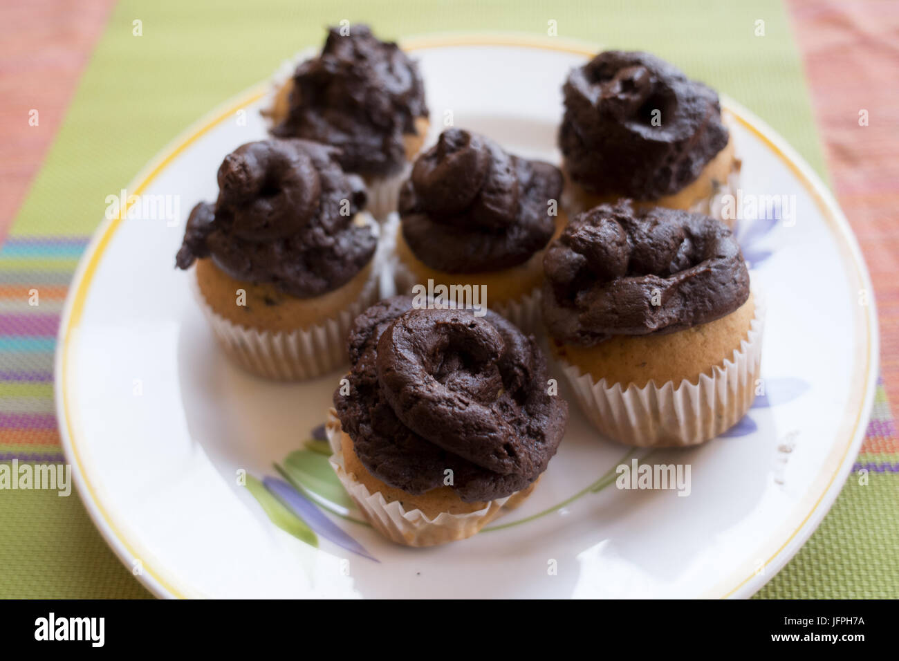 made by hand muffins with melted chocolate Stock Photo - Alamy
