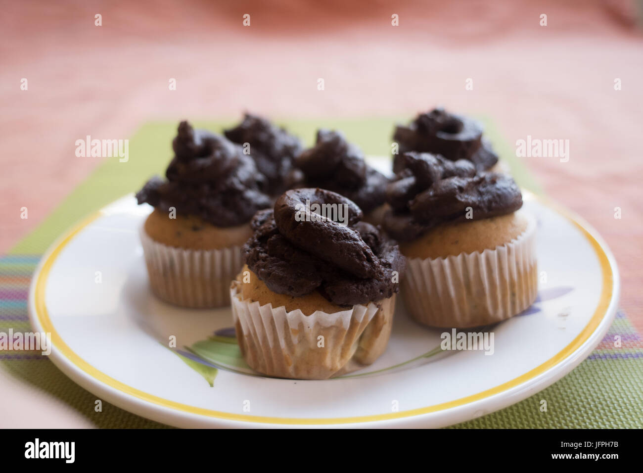 made by hand muffins with melted chocolate Stock Photo - Alamy