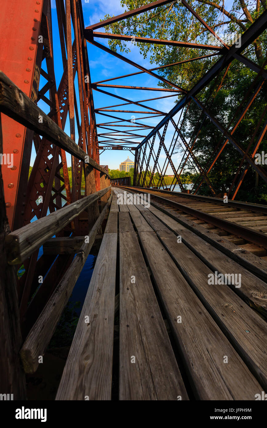 Train bridge connecting the west side of Wausau, Wisconsin to the east ...
