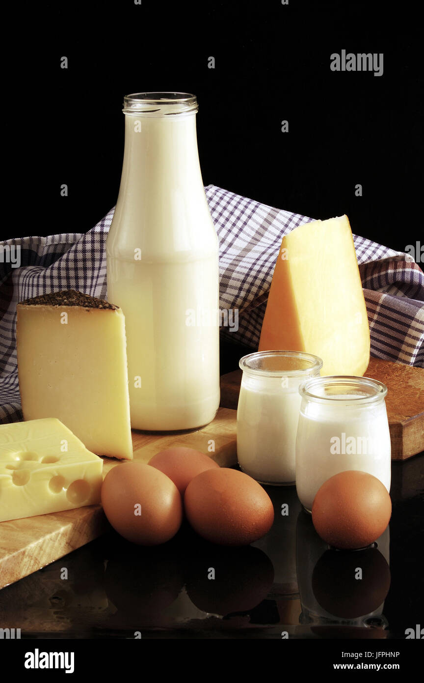 Dairy products milk, cheese, and yogurt Stock Photo - Alamy
