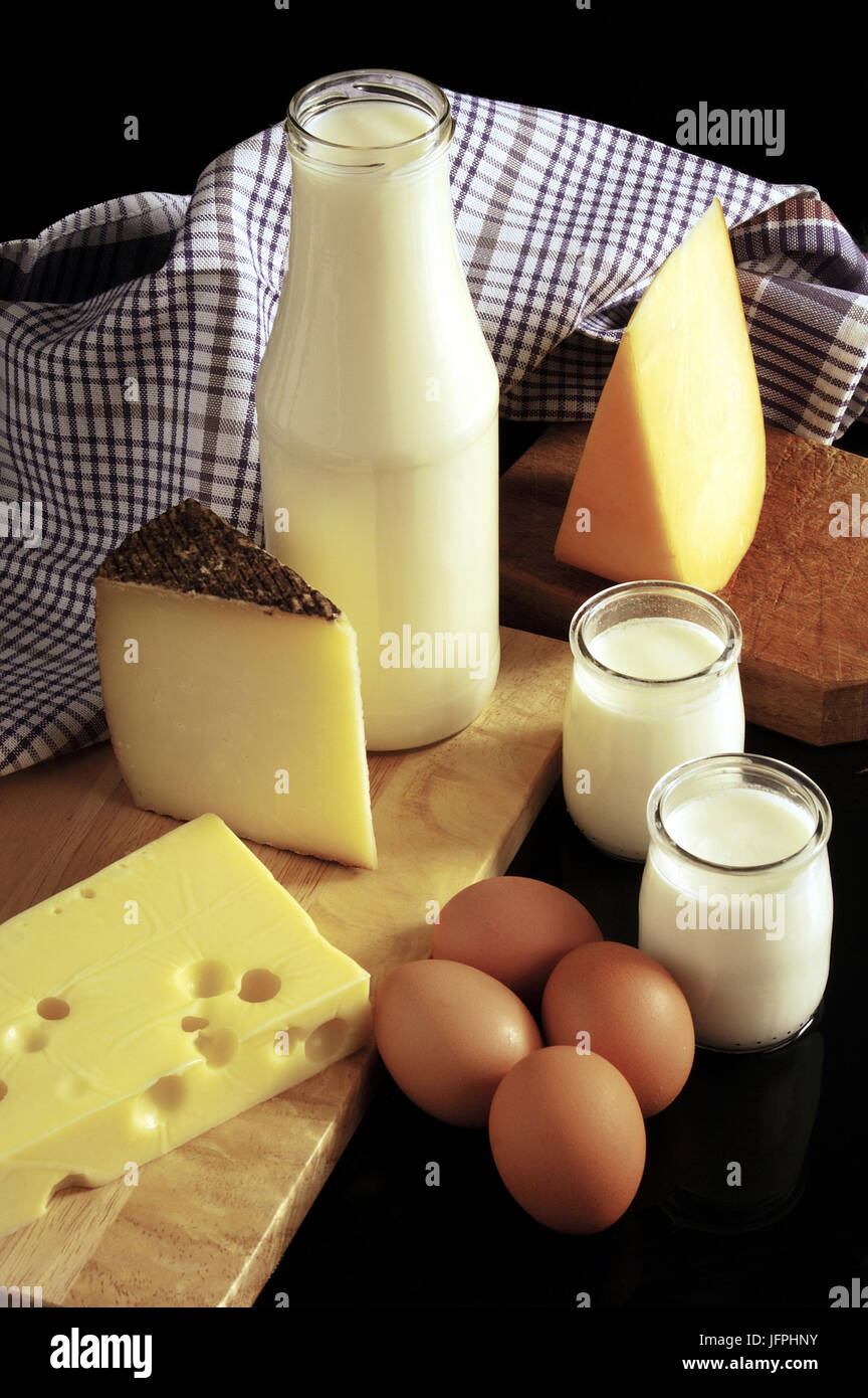 Dairy products milk, cheese, and yogurt Stock Photo - Alamy
