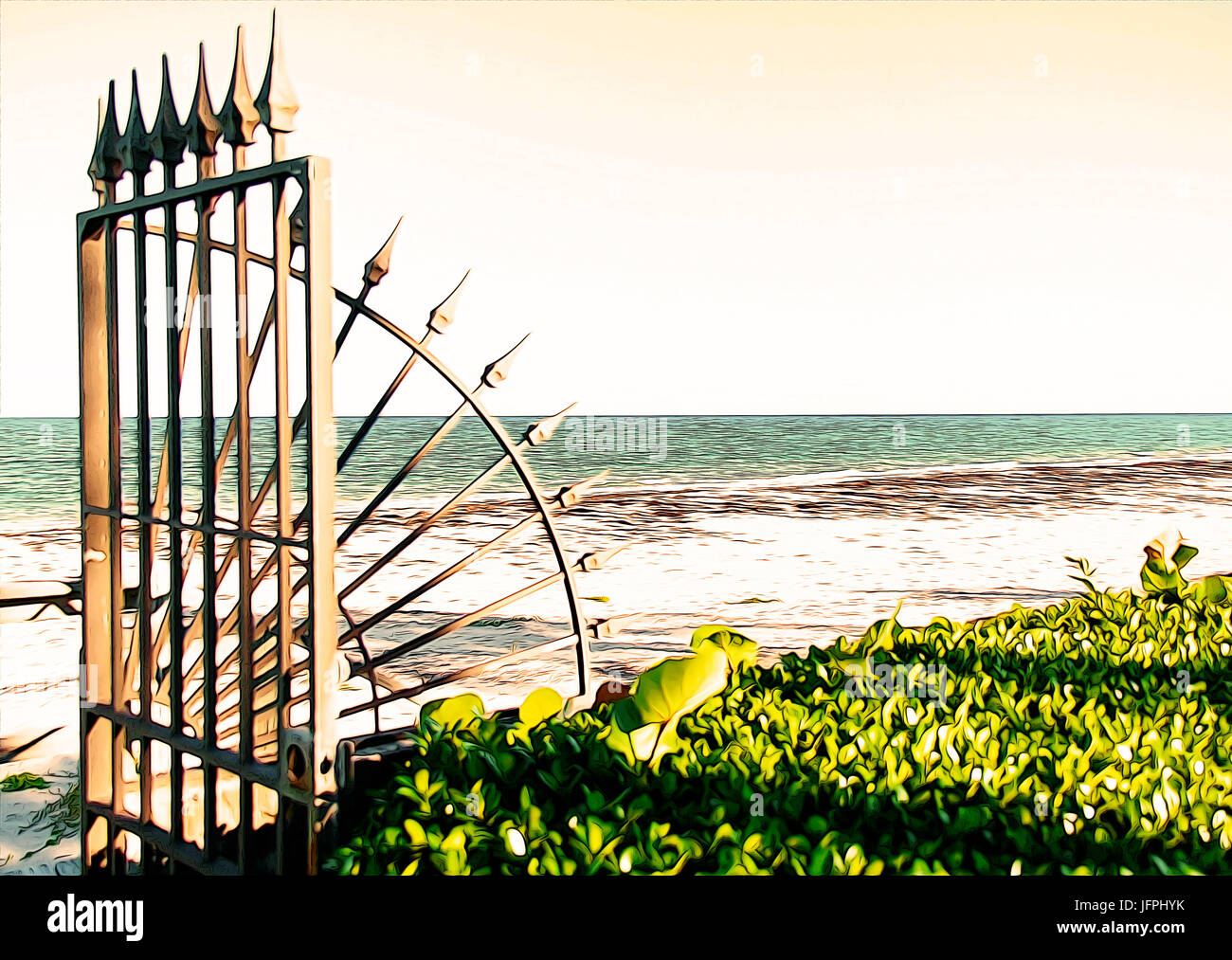 Entrance to beach gate tree hi-res stock photography and images - Alamy