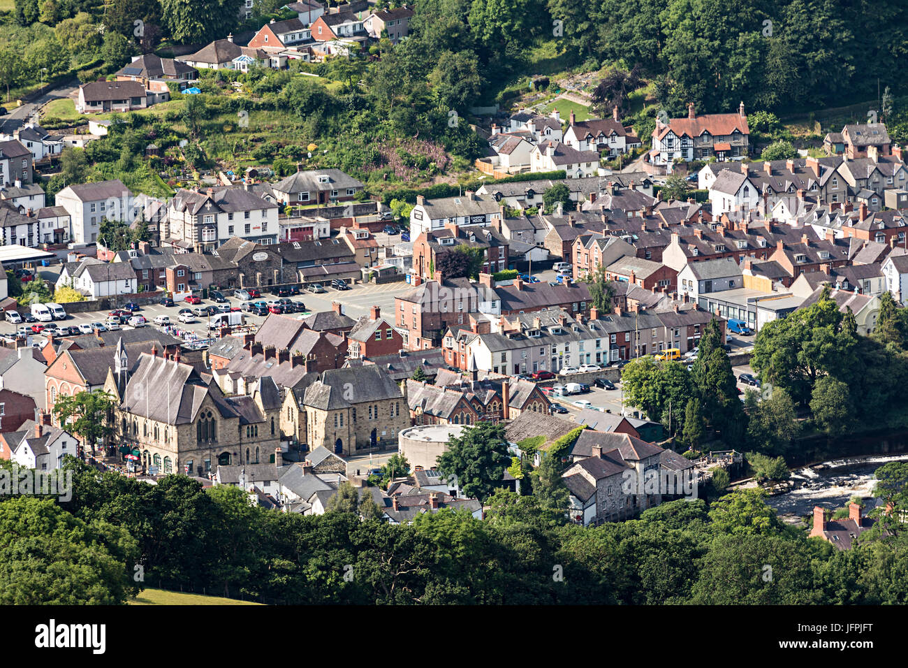 Llangollen from Dinas Bran castle, Denbighshire, Wales, UK Stock Photo ...