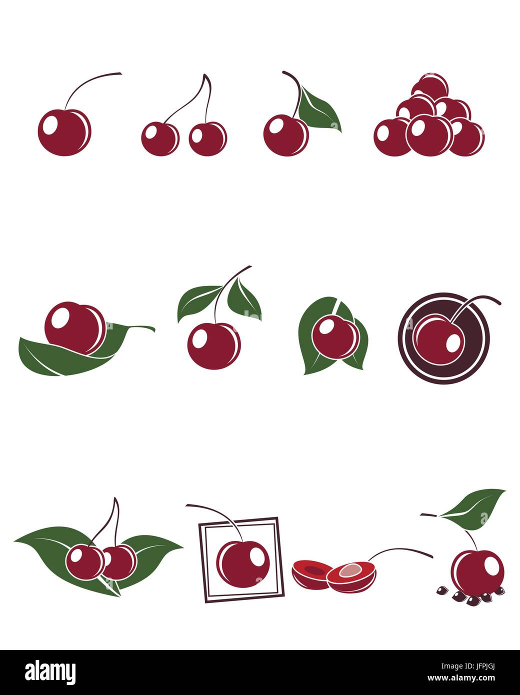 Vector illustration of a cherry icons set Stock Vector Image & Art - Alamy