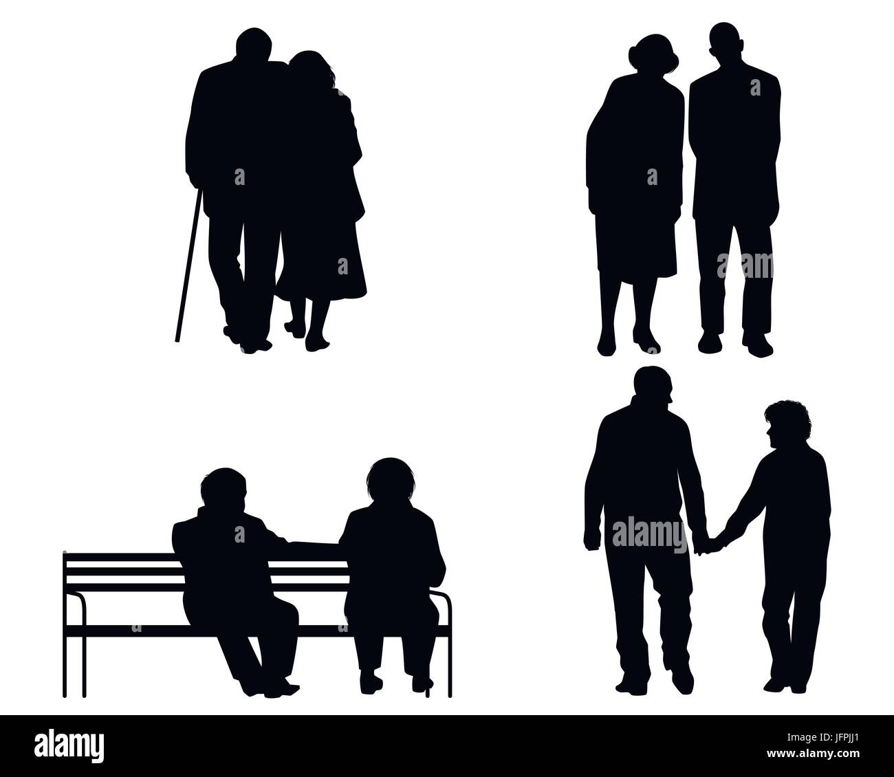 Vector illustration elderly people silhouettes hi-res stock photography ...