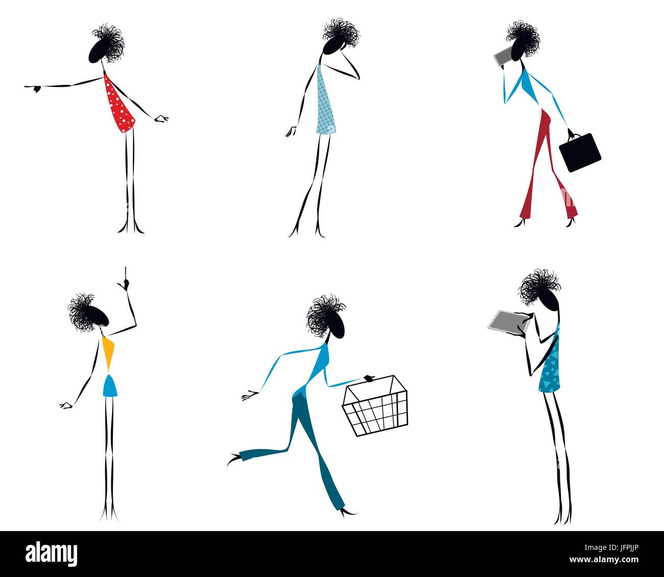 Vector illustration of six modern girls Stock Vector Image & Art - Alamy